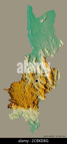 Badulla, district of Sri Lanka. Solid color shape. Locations and names ...
