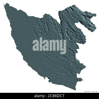 Galle, district of Sri Lanka. Colored elevation map with lakes and ...