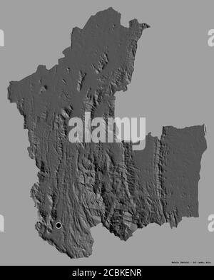 Matale, district of Sri Lanka. Bilevel elevation map with lakes and ...