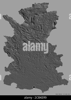 Matara, district of Sri Lanka. Solid color shape. Locations of major ...