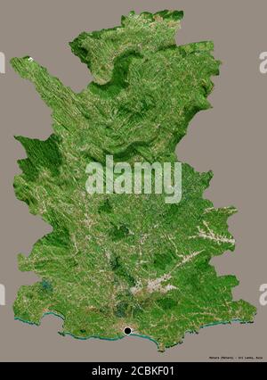 Matara, district of Sri Lanka. Solid color shape. Locations and names ...