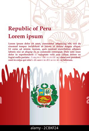 Flag of Peru, Republic of Peru. Template for award design, an official ...