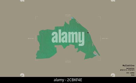 Area of Mullaitivu, district of Sri Lanka, isolated on a solid ...