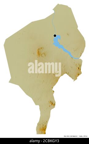 Shape of Blue Nile, state of Sudan, and its capital. Distance scale ...
