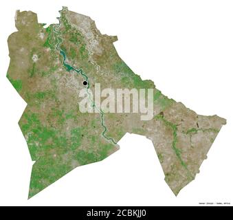 Shape of Sennar, state of Sudan, with its capital isolated on a solid ...