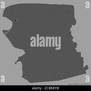 Commewijne, district of Suriname. Bilevel elevation map with lakes and ...