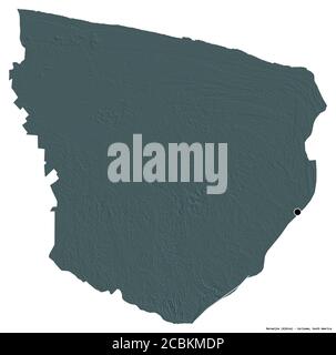 Marowijne, district of Suriname. Colored elevation map with lakes and ...