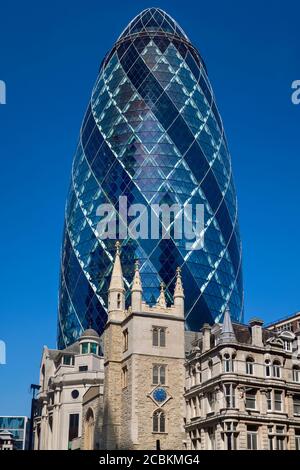 The gherkin office building designed by sir norman foster in the city ...