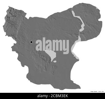 Aleppo, province of Syria. Bilevel elevation map with lakes and rivers ...