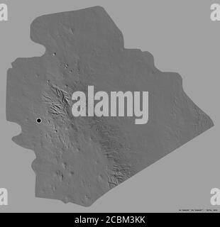 As Suwayda', province of Syria. Bilevel elevation map with lakes and ...