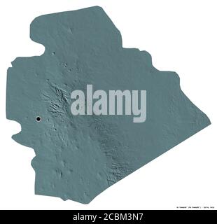 As Suwayda', province of Syria. Colored elevation map with lakes and ...