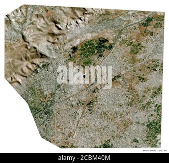 Map of Damascus, Syria, satellite view, map in 3d. Black and white ...
