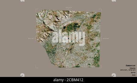 Area of Syria isolated on a solid background in a georeferenced ...