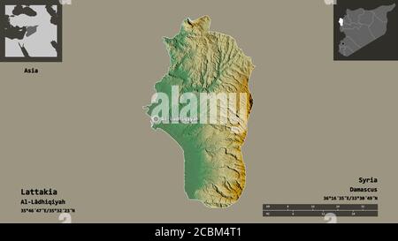 Shape of Lattakia, province of Syria, with its capital isolated on a ...