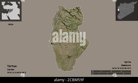 Shape of Tartus, province of Syria, with its capital isolated on a ...