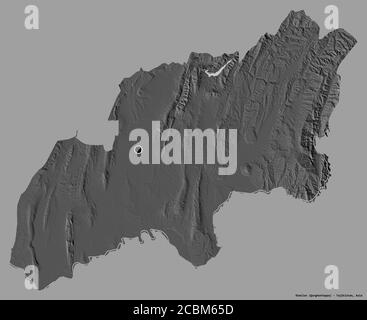 Khatlon, region of Tajikistan. Bilevel elevation map with lakes and ...