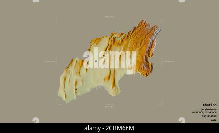Area of Khatlon, region of Tajikistan, isolated on a solid background ...