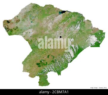 Shape of Iringa, region of Tanzania, with its capital isolated on white ...