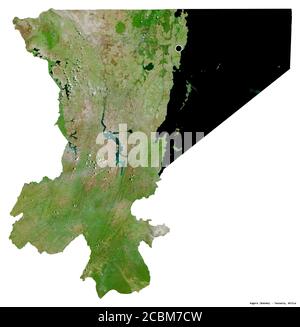 Shape of Kagera, region of Tanzania, and its capital. Distance scale ...