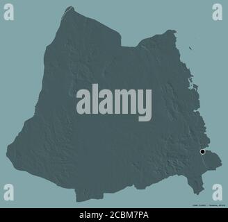 Lindi, region of Tanzania. Solid color shape. Locations and names of ...