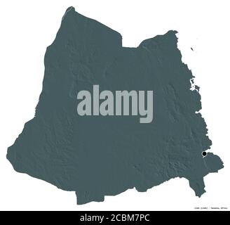 Lindi, region of Tanzania. Colored elevation map with lakes and rivers ...