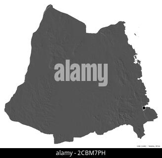 Lindi, region of Tanzania. Bilevel elevation map with lakes and rivers ...