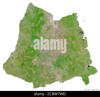 Shape of Lindi, region of Tanzania, with its capital isolated on a ...