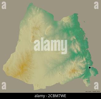 Lindi, region of Tanzania. Solid color shape. Locations and names of ...