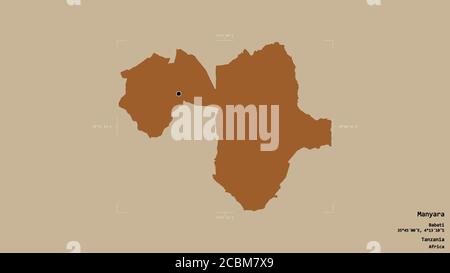 Area of Manyara, region of Tanzania, isolated on a solid background in ...
