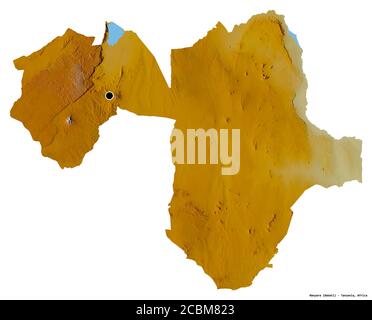 Shape of Manyara, region of Tanzania, and its capital. Distance scale ...