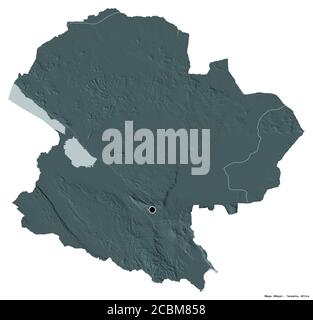 Mbeya, region of Tanzania. Colored elevation map with lakes and rivers ...