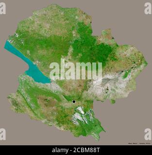 Mbeya, region of Tanzania. Solid color shape. Locations and names of ...