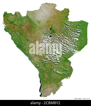 Shape of Njombe, region of Tanzania, with its capital isolated on white ...