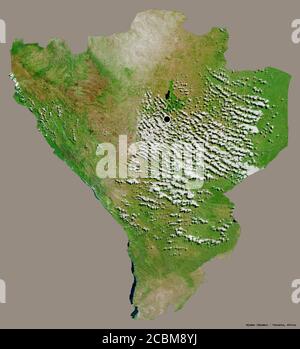 Njombe, region of Tanzania. Solid color shape. Locations and names of ...