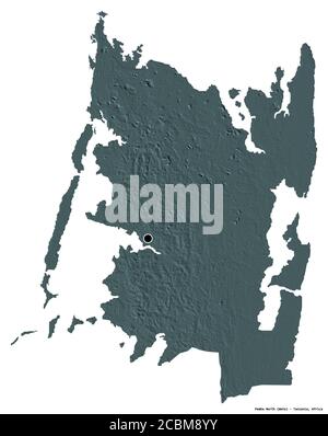 Pemba North, region of Tanzania. Colored elevation map with lakes and ...