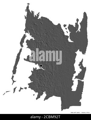 Pemba North, region of Tanzania. Bilevel elevation map with lakes and ...