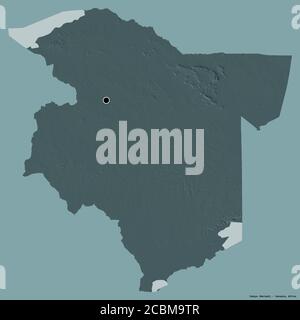 Simiyu, region of Tanzania. Solid color shape. Locations and names of ...