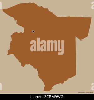 Simiyu, region of Tanzania. Solid color shape. Locations and names of ...