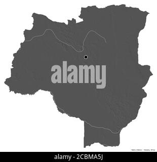 Shape of Tabora, region of Tanzania, with its capital isolated on white ...