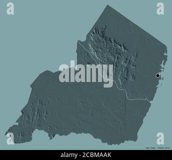 Shape of Tanga, region of Tanzania, with its capital isolated on a ...