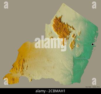 Tanga, region of Tanzania. Solid color shape. Locations of major cities ...