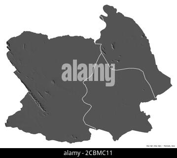Chai Nat, province of Thailand. Bilevel elevation map with lakes and ...