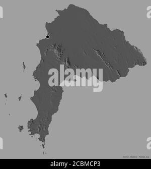 Chon Buri, province of Thailand. Bilevel elevation map with lakes and ...