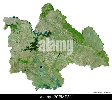Shape of Kalasin, province of Thailand, with its capital isolated on a ...
