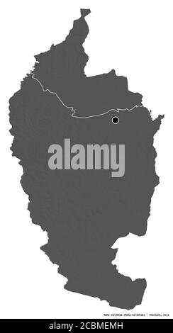 Maha Sarakham, province of Thailand. Bilevel elevation map with lakes ...