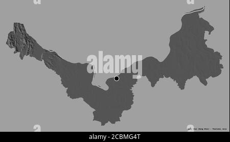 Nong Khai, province of Thailand. Bilevel elevation map with lakes and ...