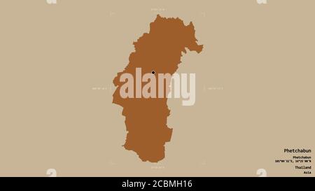 Area of Phetchabun, province of Thailand, isolated on a solid ...