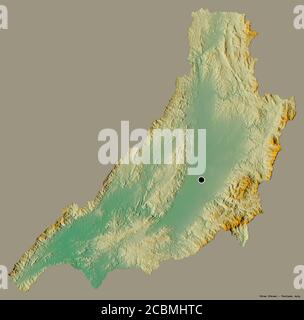 Shape of Phrae, province of Thailand, and its capital. Distance scale ...