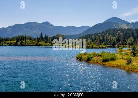 View of Gold Creek Pond, Gold Creek Recreation Area, in the Cascade ...