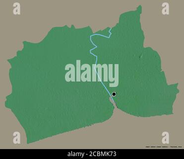 Samut Sakhon, province of Thailand. Solid color shape. Locations of ...